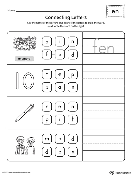 EN Word Family Build CVC Words Worksheet | MyTeachingStation.com - Worksheets Library