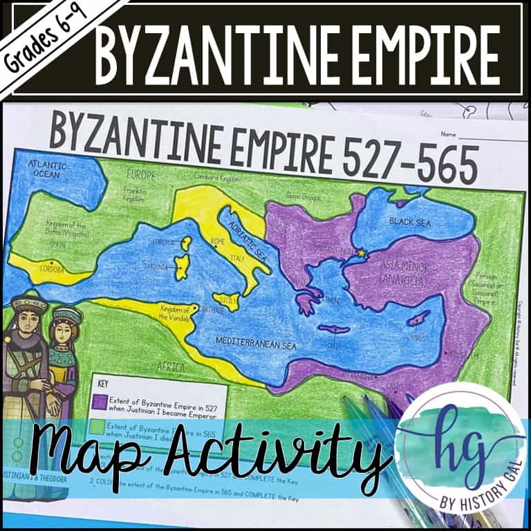Byzantine Empire And Justinian I Map Activity Print And Digital