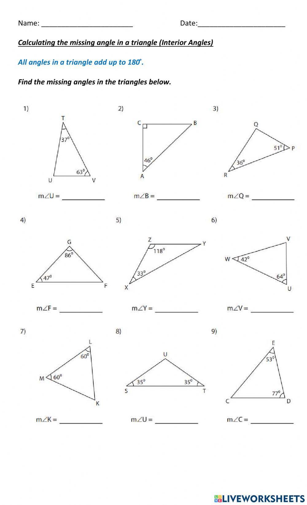 Calculating Angles Of A Triangle Given The Other Angles A