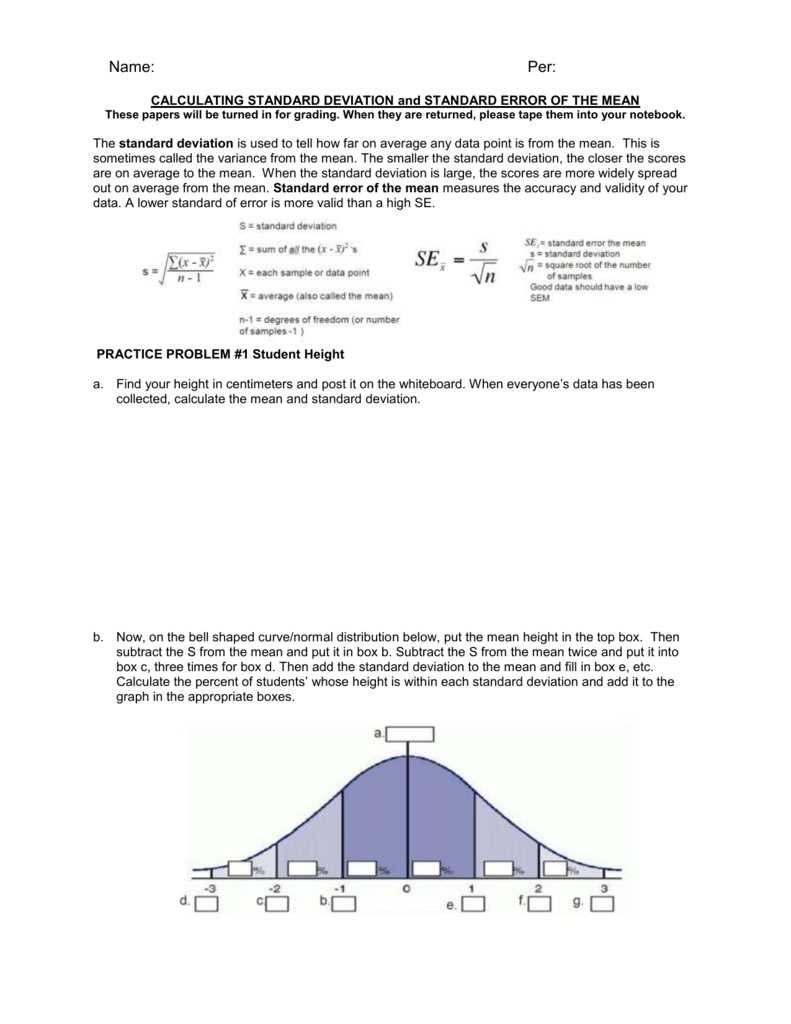 Calculating Standard Deviation Worksheet Worksheets Library