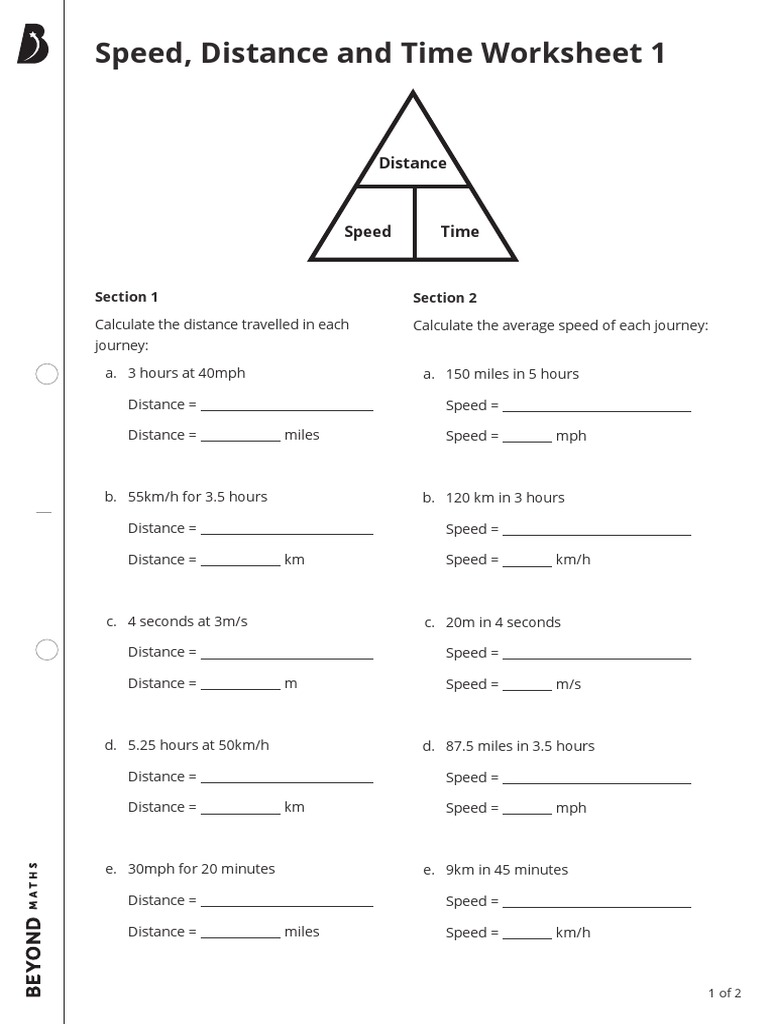 Worksheet 1 Speed Distance And Time PDF Speed Mechanics Worksheet 1 Speed Distance And Time PDF Speed Mechanics