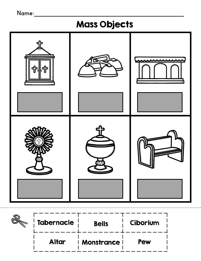 Catholic Mass Objects and Catholic Vocations - Worksheets Library