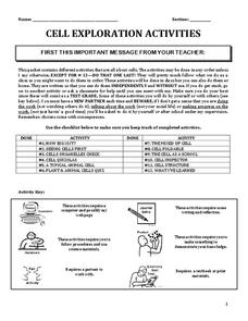 Cell Exploration Activities Activity for 7th - 12th Grade | Lesson ...