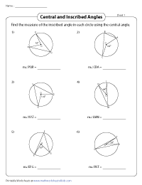 Inscribed Angles and Central Angles Worksheets - Worksheets Library