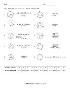 Inscribed Angles and Central Angles Worksheets - Worksheets Library