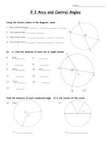 Circles and Central Angles Lesson Plans & Worksheets - Worksheets Library