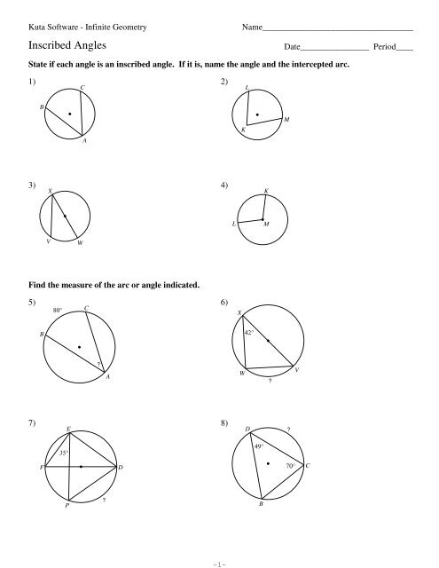 Circles - Inscribed angles Worksheets - Worksheets Library