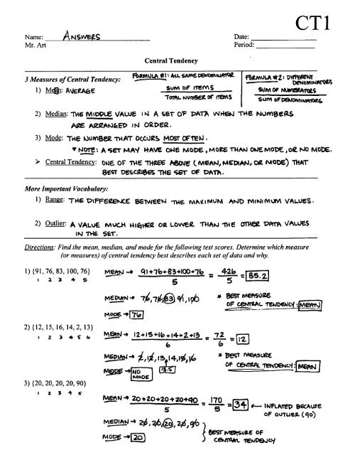Central tendency and spread¦KS4-5 maths¦Teachit - Worksheets Library