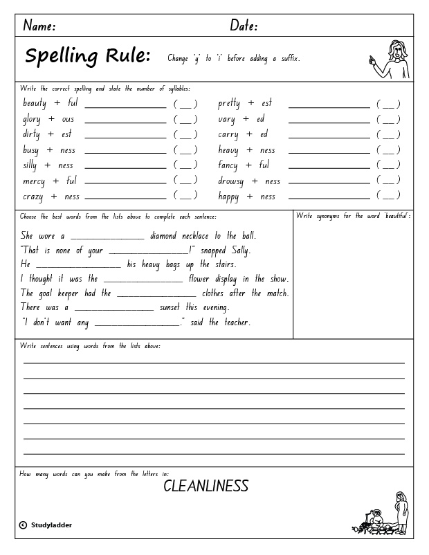 Suffix Rules: Change y to i - Studyladder Interactive Learning ... - Worksheets Library