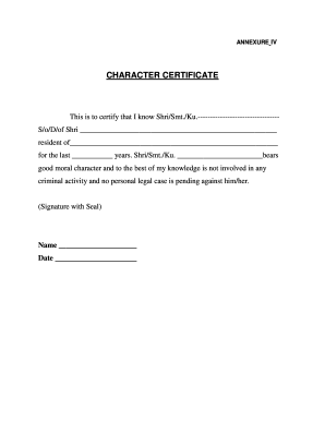 Character Certificate | PDF - Worksheets Library