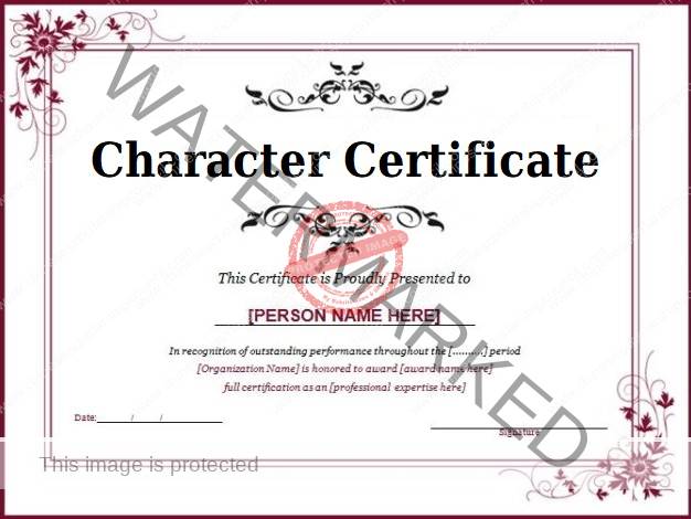 Character Certificate [Download Now] - Worksheets Library