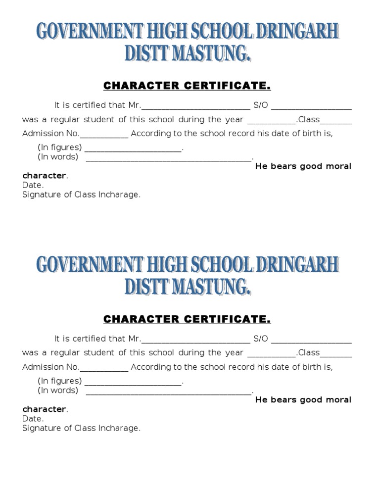 What does a conduct/character certificate looks like? - Quora - Worksheets Library