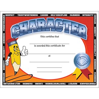 Character Certificate - Colorful - Jones School Supply - Worksheets Library