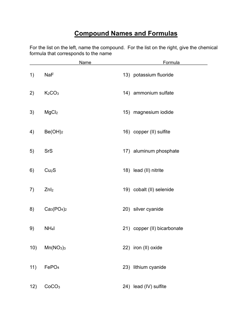 Free chemistry naming compounds worksheet answers, Download Free ...