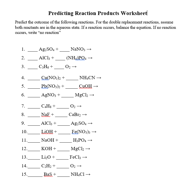 Solved Chemistry Predict The Outcome Of The Following