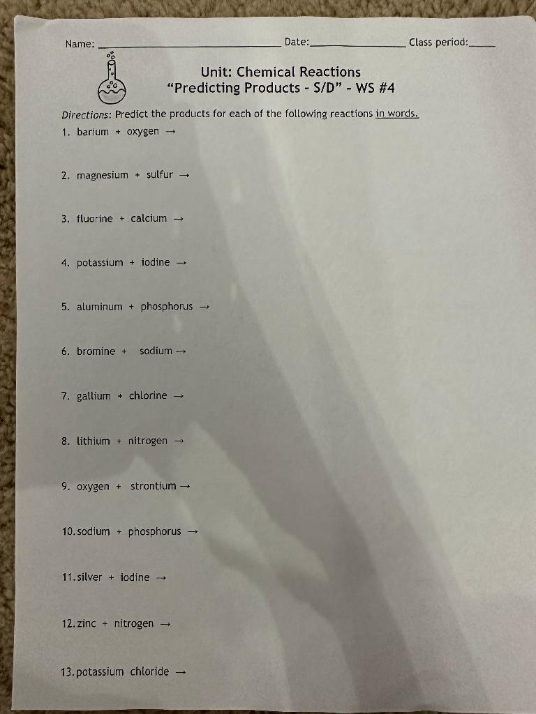 17 All Reaction Types Worksheet Answers Pdf Chlorine Oxide