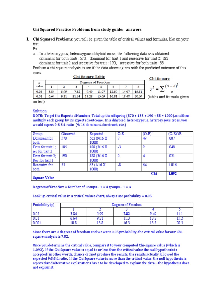 Chi Squared Practice Problems Answers | PDF | Chi Squared ... - Worksheets Library