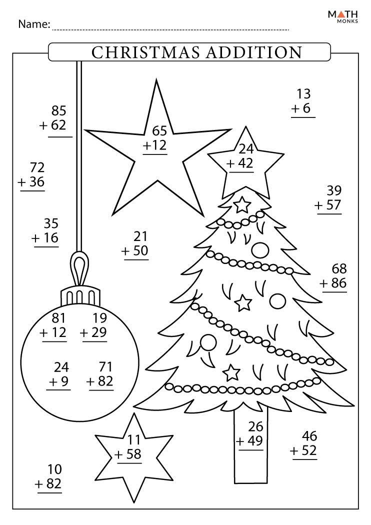 Christmas Addition Worksheets with Answer Key - Worksheets Library