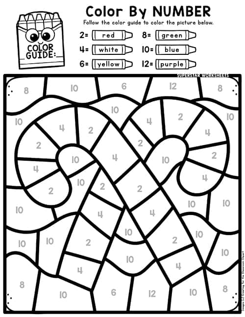 Christmas Color By Number - Superstar Worksheets - Worksheets Library