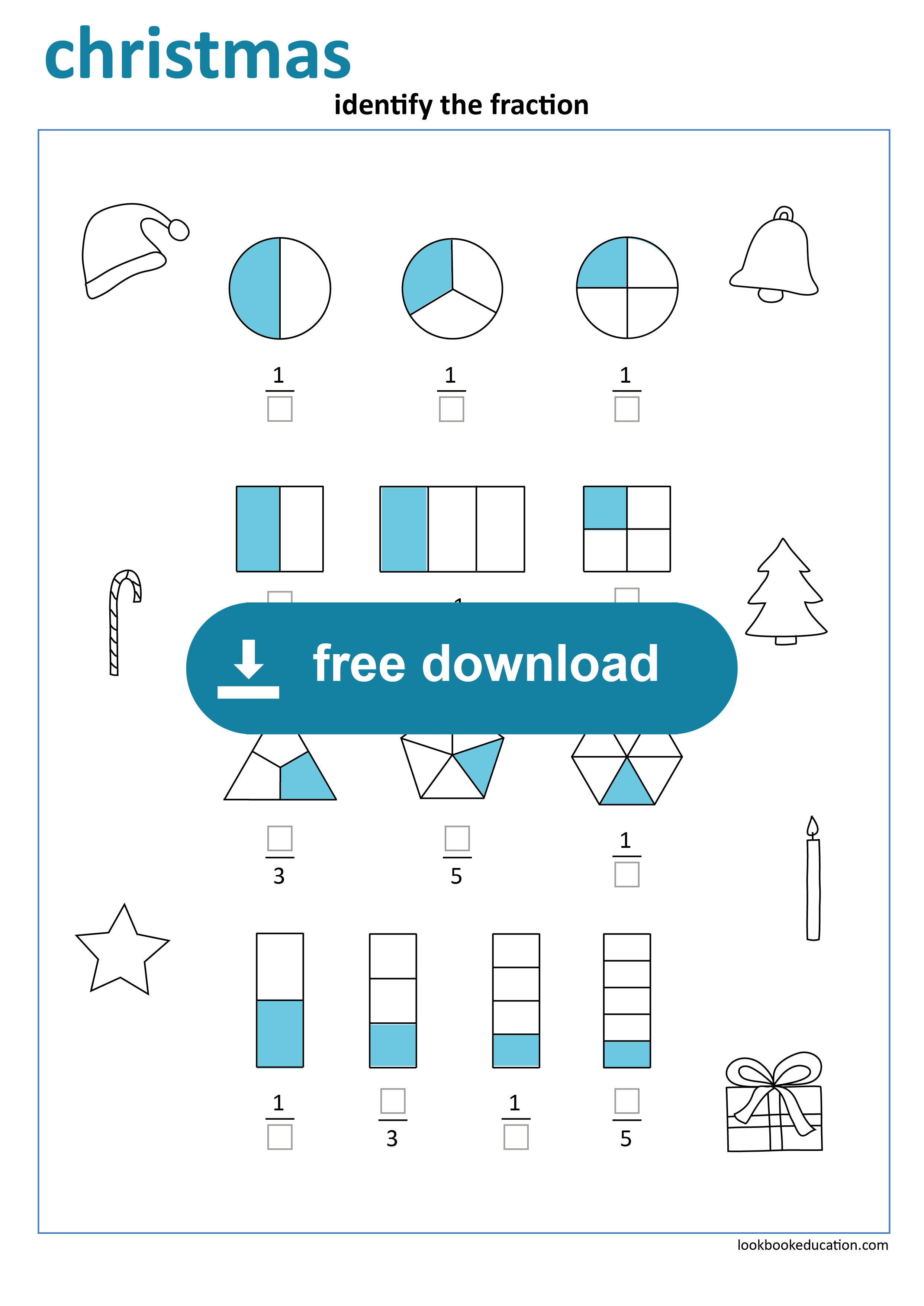 Free christmas fraction worksheet, Download Free christmas fraction ...