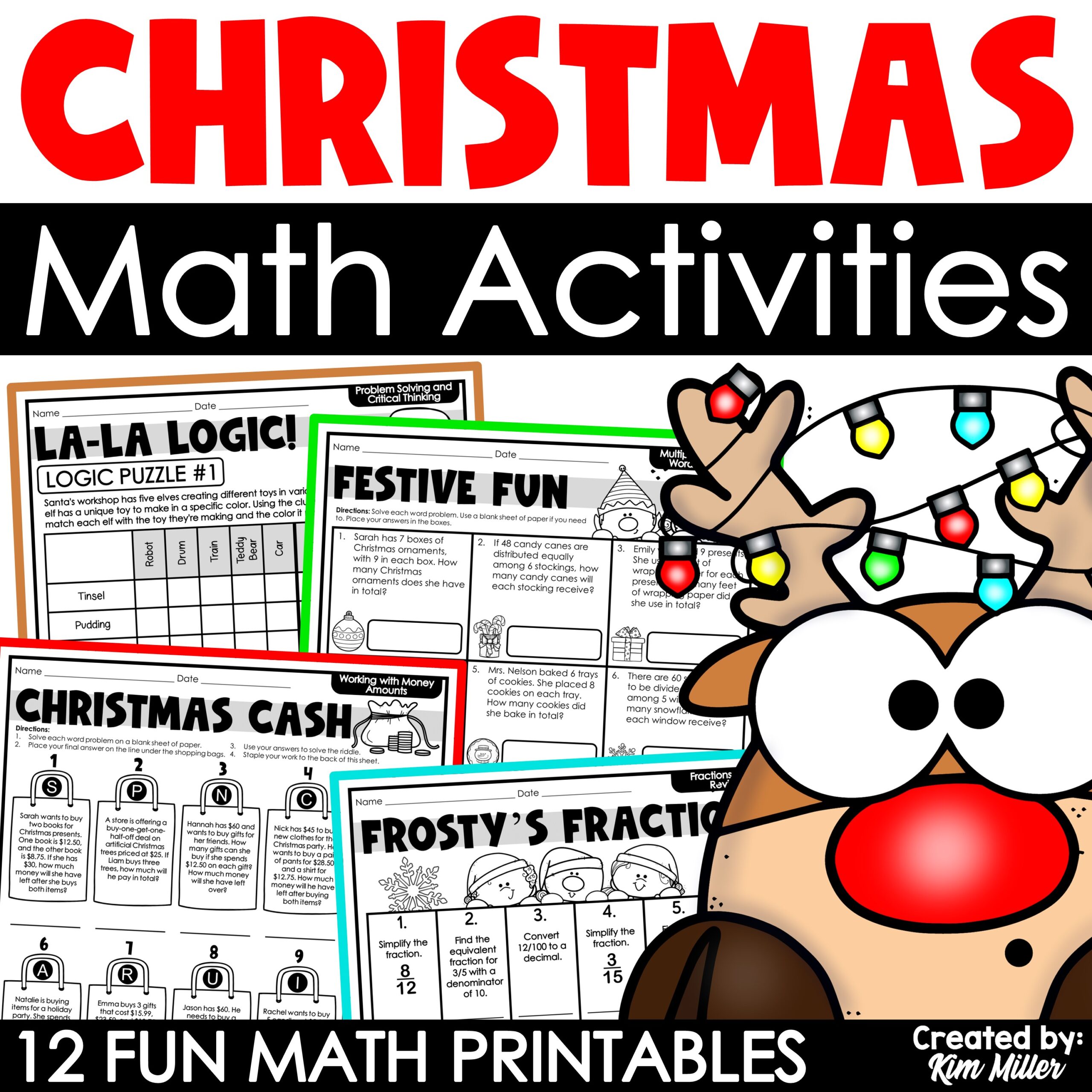 Christmas Math Worksheets No Prep December Math Activities ...