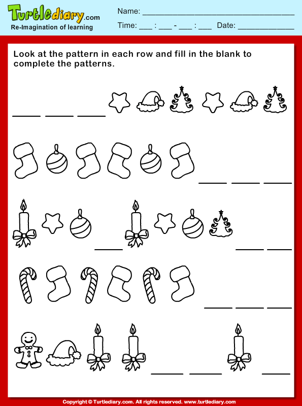 Free christmas pattern worksheet, Download Free christmas pattern ...