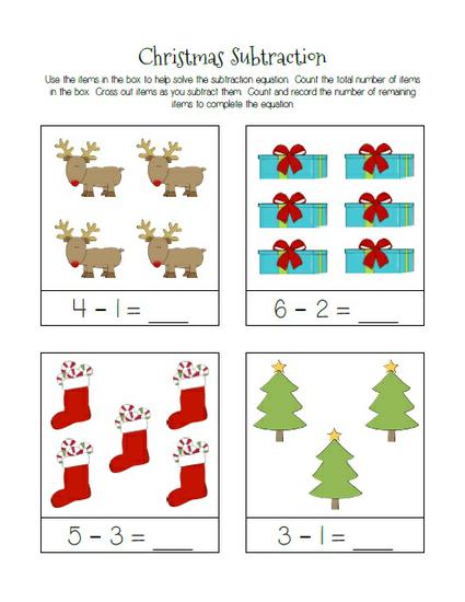 Christmas Themed Subtraction Practice Worksheets – SupplyMe ...