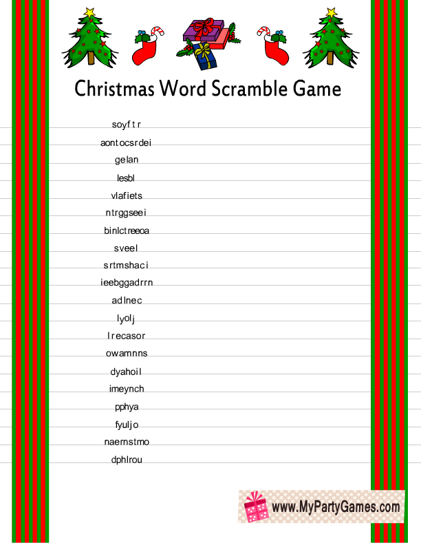 Free Printable Christmas Word Scramble Game - Worksheets Library