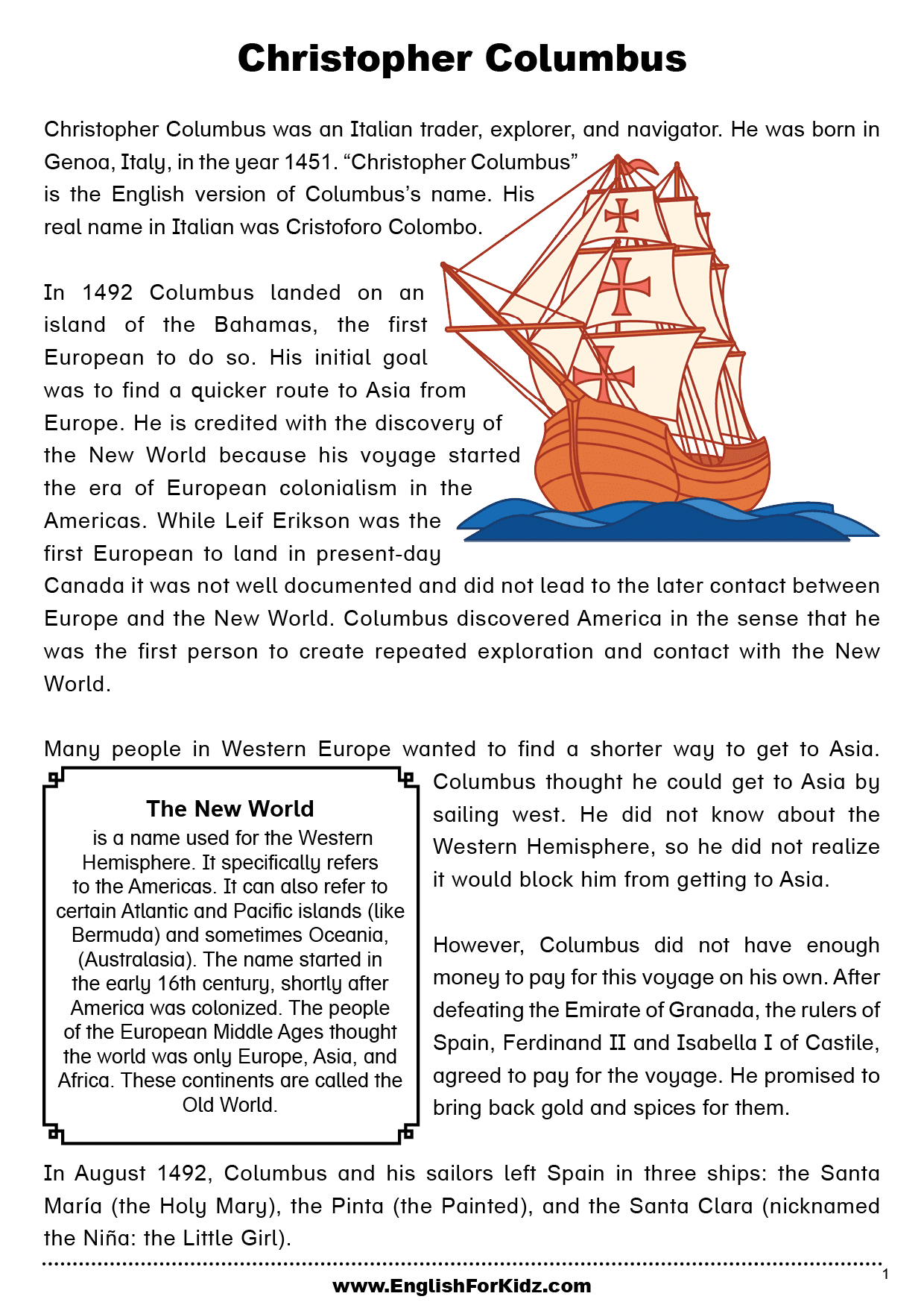 Christopher Columbus Activity | History Resource | Twinkl US - Worksheets Library