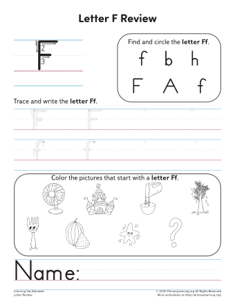 Beginning Letter F Worksheet | PrimaryLearning.Org - Worksheets Library