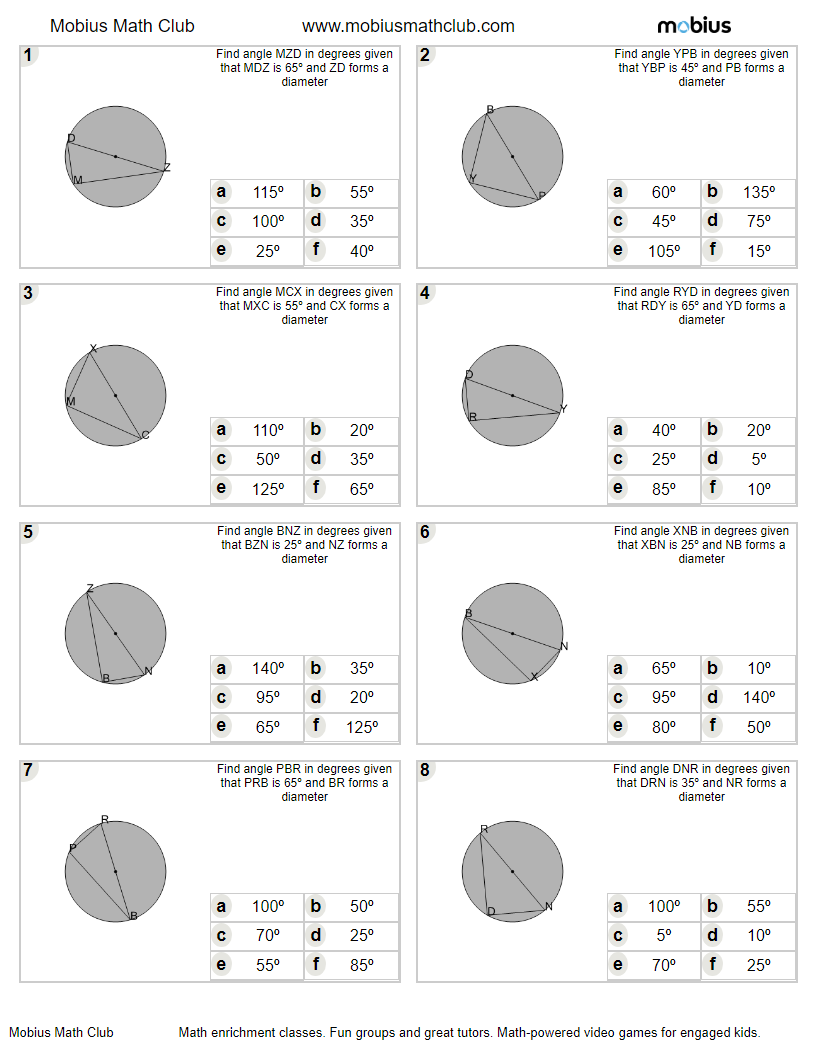 Free Worksheet Geometry Of Circles Inscribed Triangle On