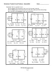 2 Parallel Circuit Worksheet.pdf - Worksheet: Parallel Circuit ... - Worksheets Library
