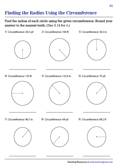 Finding Radius from Circumference Worksheets - Worksheets Library