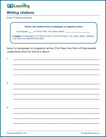 Englishlinx.com | Works Cited Worksheets - Worksheets Library