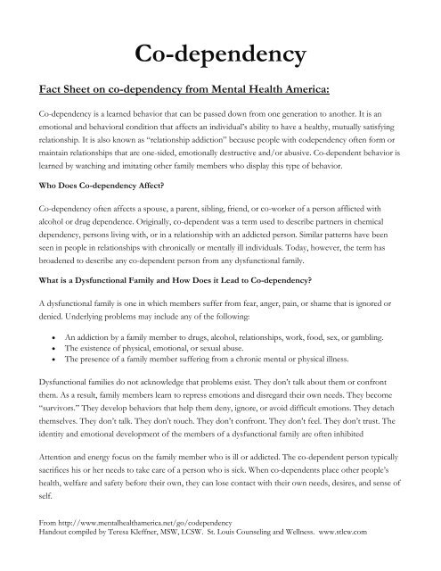 Codependency Packet - St. Louis Counseling and Wellness - Worksheets Library
