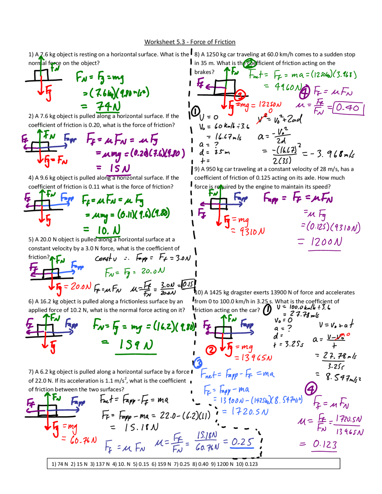 Solution Coefficient Of Friction Conservation Of Energy Friction