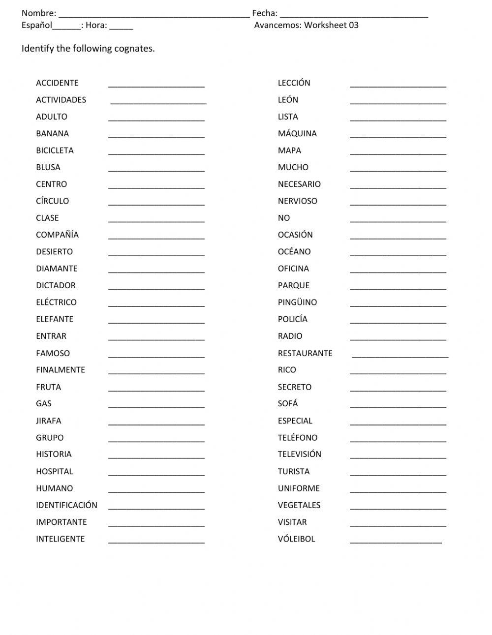 Cognates Worksheet 03 Worksheet Live Worksheets Worksheets Library Cognates Worksheet 03 Worksheet Live Worksheets Worksheets Library