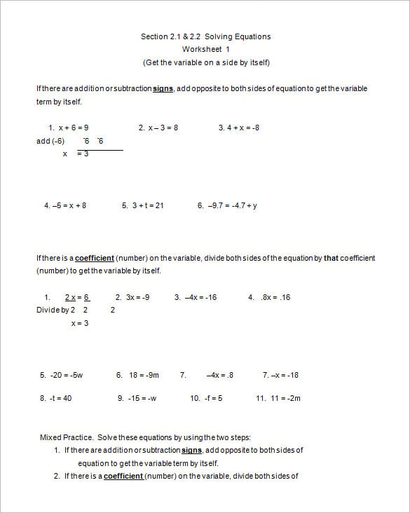 8+ College Algebra Worksheet Templates - DOC, PDF - Worksheets Library