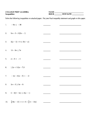 Deering High Mathematics - College Algebra Worksheets - Fill and ...