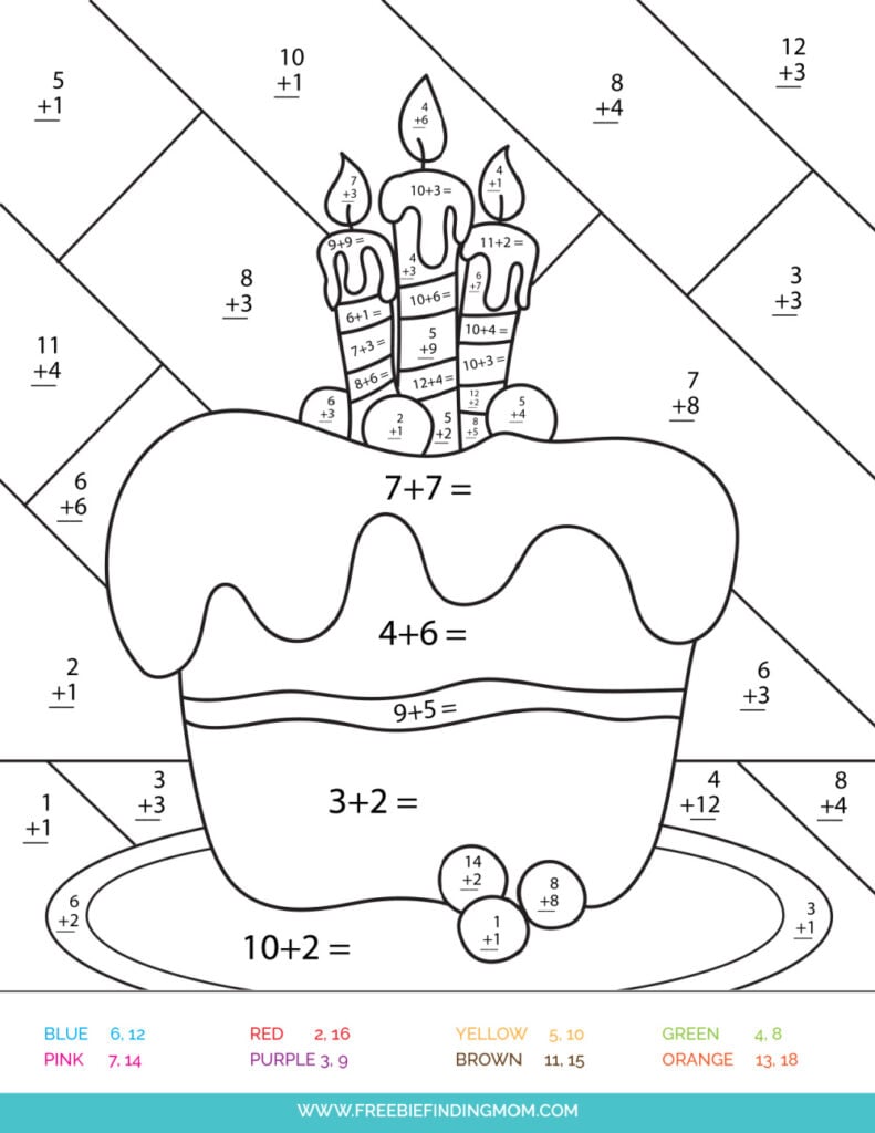Count and color, part 3 | 1st grade, Kindergarten Math Worksheet ...