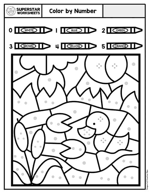 Color by Number Worksheets for Kindergarten - Superstar Worksheets ...