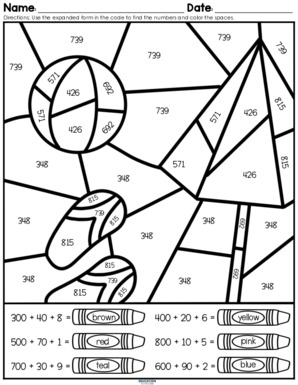 Free color by number worksheet for first grade, Download Free color by ...
