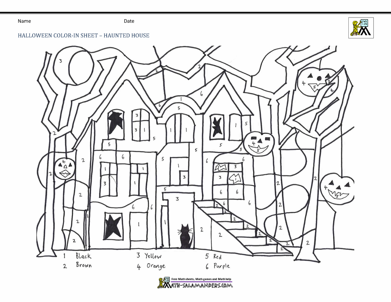 Free Printable Halloween Color by Number Worksheet - Worksheets Library