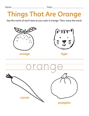 Free color orange worksheet preschool, Download Free color orange ...