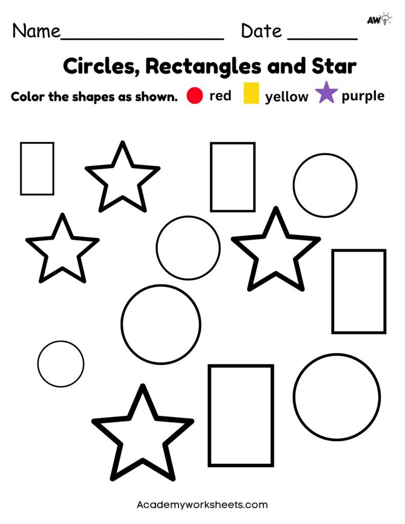Color and Shapes Worksheets - Match and Color - Academy Worksheets ...