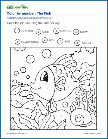 Color by number: The Fish | K5 Learning - Worksheets Library