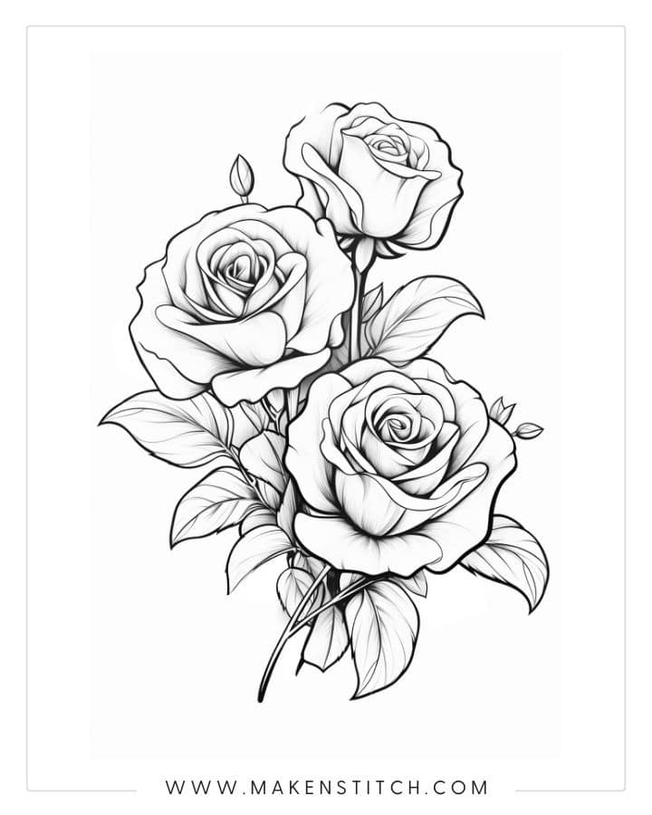 Roses Coloring Pages For Kids And Adults Makenstitch Worksheets Library Roses Coloring Pages For Kids And Adults Makenstitch Worksheets Library