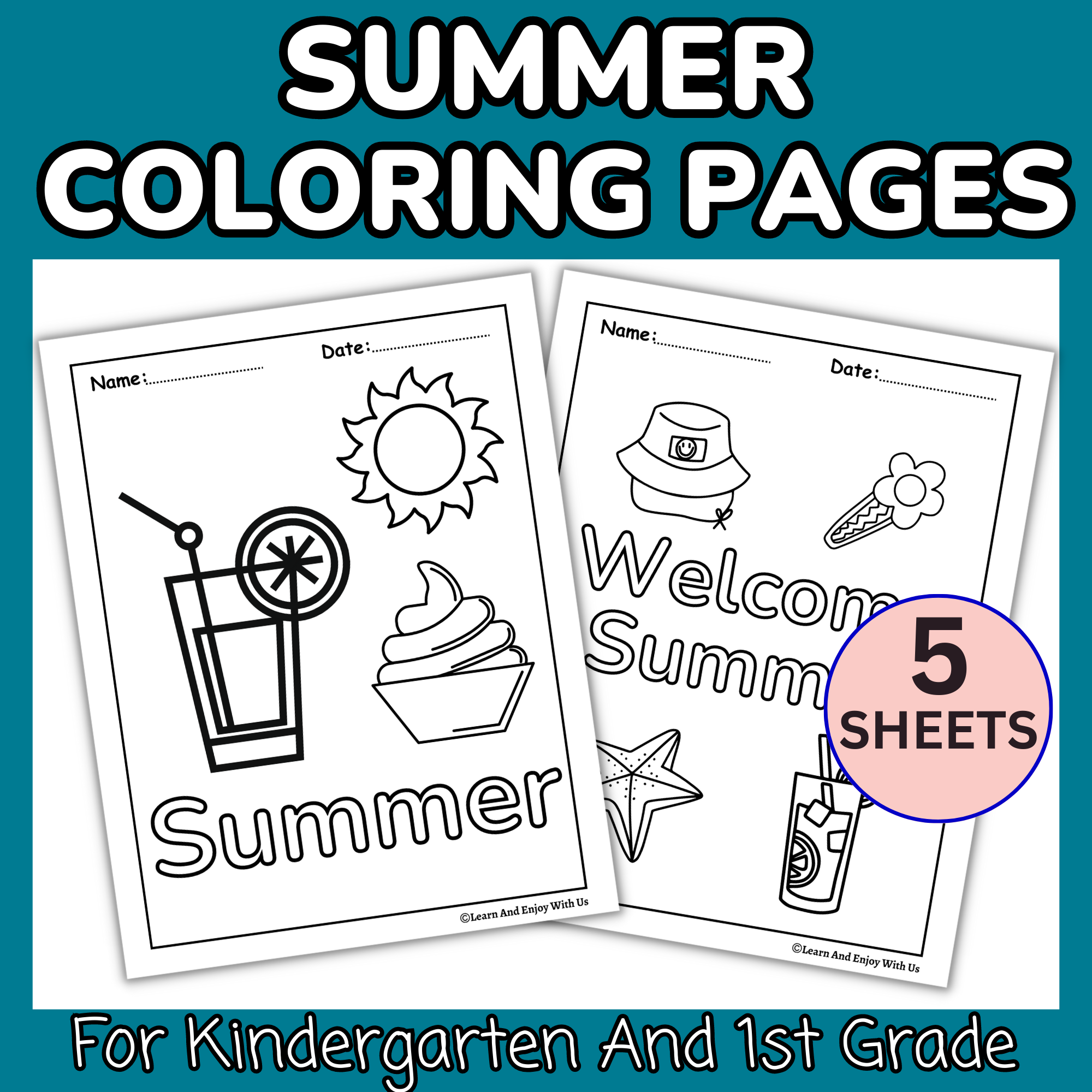 Summer Coloring Pages For Kindergarten And 1st Grade | Summer ...