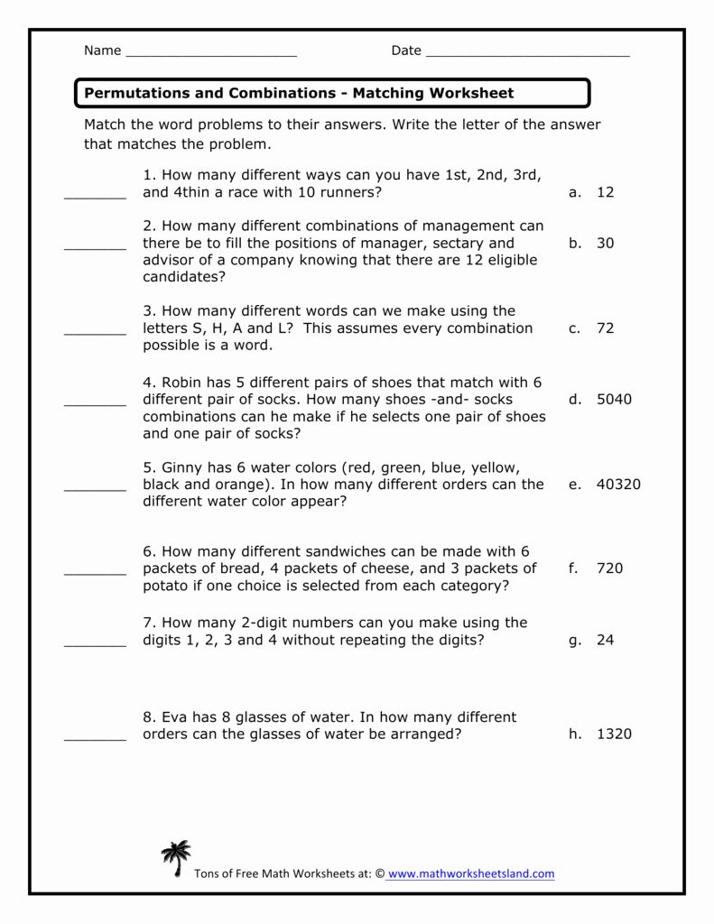 50 Permutations And Combinations Worksheet Answers Chessmuseum