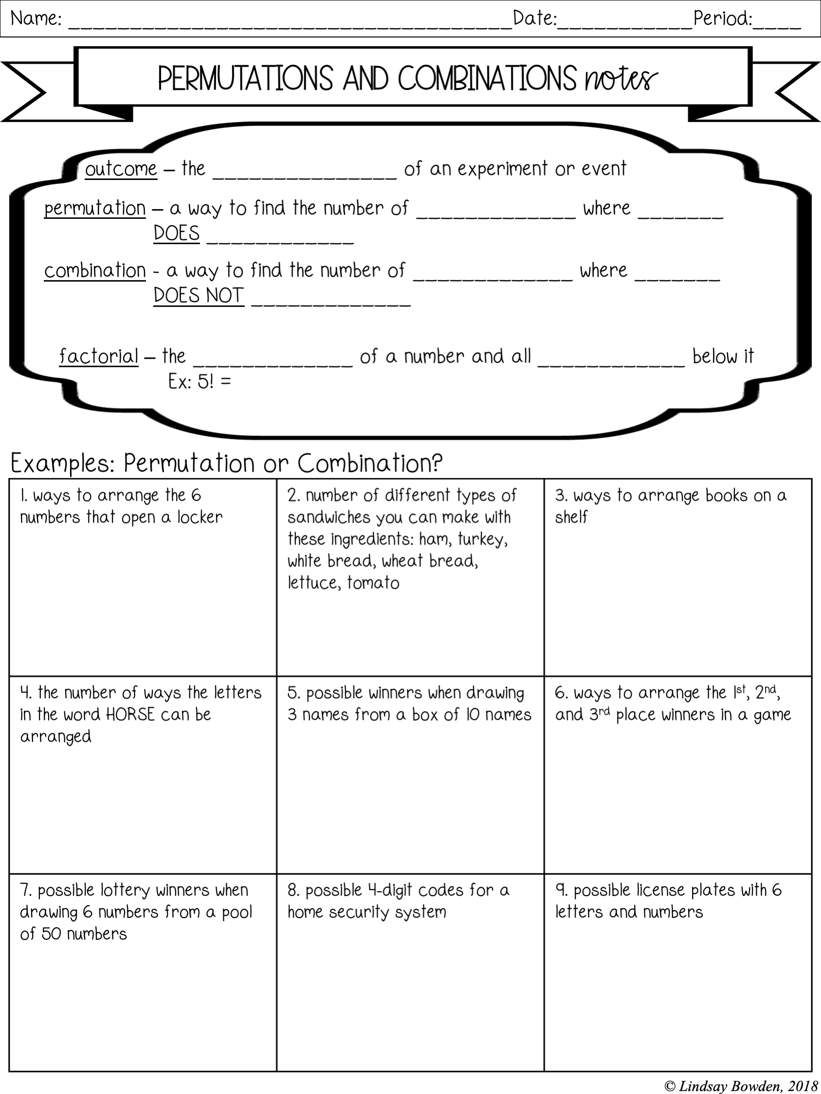 Free Combination Permutation Worksheet Download Free Combination